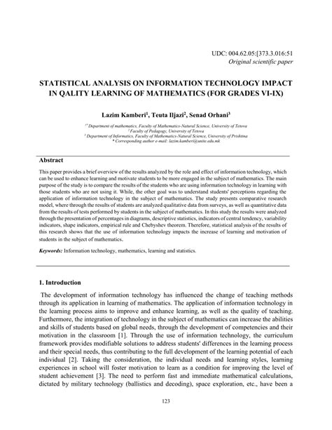 Pdf Statistical Analysis On Information Technology Impact In Quality
