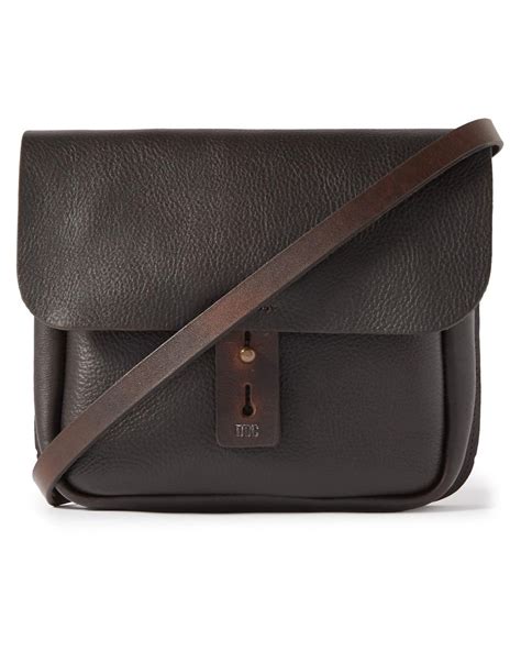 Bleu De Chauffe Cartouchiè Full Grain Leather Messenger Bag In Black