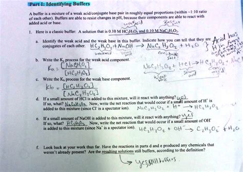 Solved Part Identifying Buflers Buffer Mixture Of Wcak Acidconjugute Base Puir In Roughly