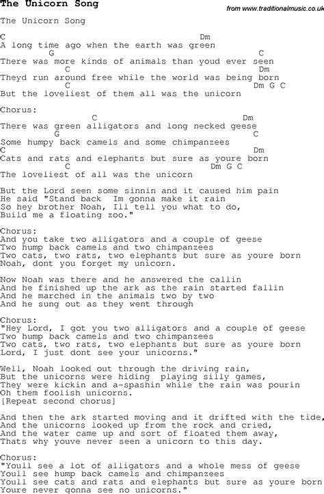 The Unicorn Song Sheet Music