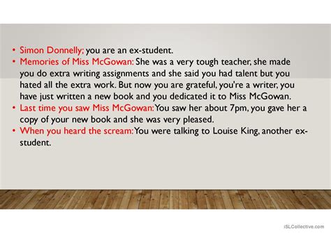 Murder Mystery In The Classroom Gene English Esl Powerpoints