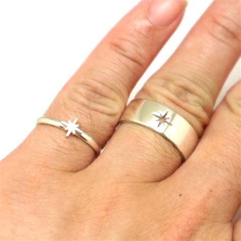 Silver Compass Matching Ring For Couples Compass Jewelry Etsy