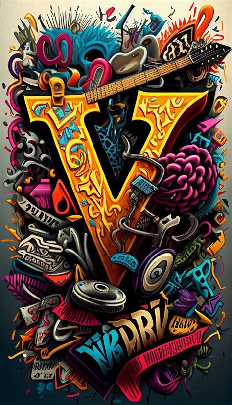 Graffiti Letter V Art Print