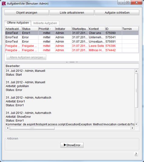Firstspirit Online Documentation Error Handling