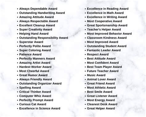 Mega Class Awards Student Awards 50 Printable Awards School
