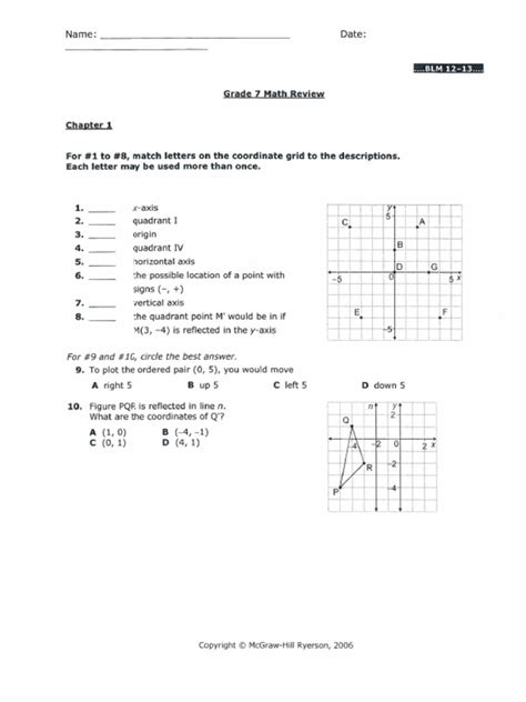 Grade 7 Math Final Exam Review Pdf