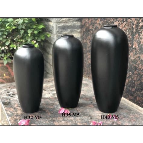 Bình Hoa Cổ Nhỏ Dáng Bình Bom Đen Men Mát Bình Hoa Bát Tràng Lọ Hoa