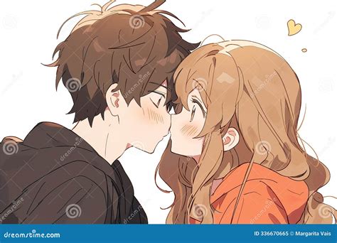 Hug Pair Man Anime Manga Kawaii Chibi Cartoon Royalty Free Stock Image