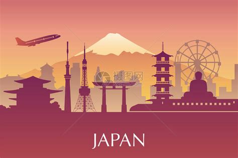 日本东京市的太阳月光图日本标志建插画图片下载 正版图片402308114 摄图网