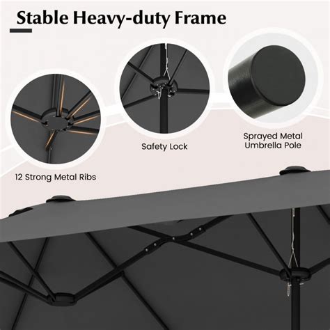 13 Feet Double Sided Patio Twin Table Umbrella With Crank Handle Costway