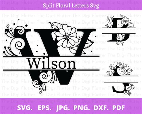Split Alphabet Svg Split Alphabet Cricut Split Alphabet Cricut Svg Ssplit Floral Svg Split