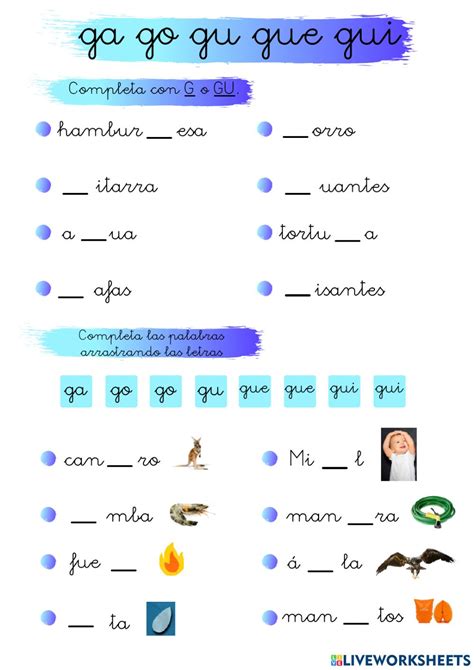 Ejercicio De Paraules Amb Ga Gue Gui Go Gu Artofit