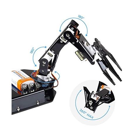 sunfounder brazo robótico 4 ejes para arduino one r3 rotación de 1