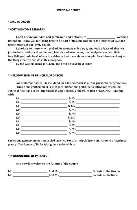Wedding Entourage Introduction Script
