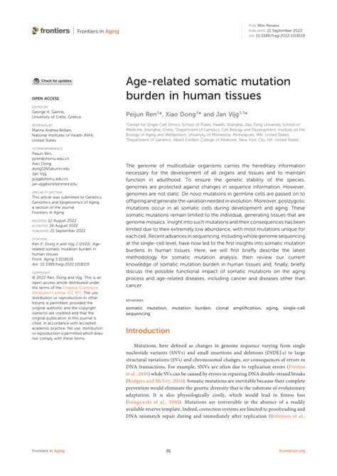 Pdf Age Related Somatic Mutation Burden In Human Tissues