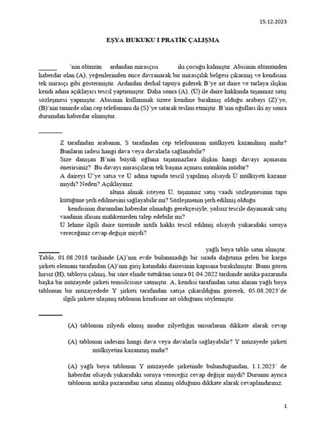 Esya Hukuku Pratik 15 12 2023 Pdf