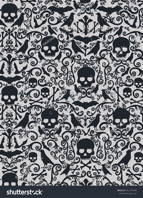 Skulls Bats Ravens Pattern：超过 176 张免版税可许可的库存矢量图与艺术矢量图 Shutterstock