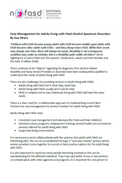 Supporting Adults With Fasd Nofasd Australia