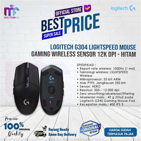 Jual Logitech G304 Lightspeed Mouse Gaming Wireless Sensor 12k Dpi Hitam Di Seller Multifungsi