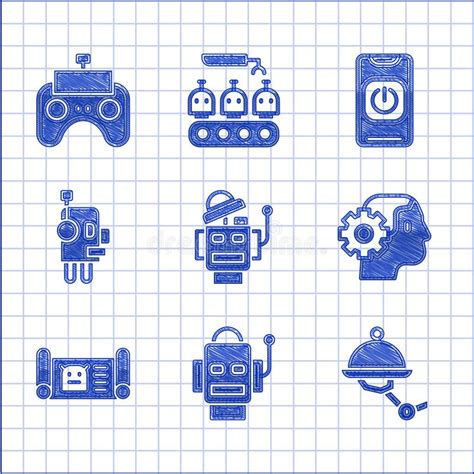 Set Robot Waiter Robot Humanoid Blueprint Turn Off From Phone And Remote Control Icon