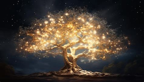 Premium Photo A Tree Made Out Of Light Tree Of Life Creative Energy