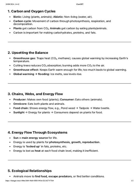 Chapter 1 Last Minute Notes Pdf Predation Plants