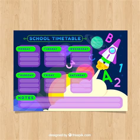 Free Vector Purple School Timetable