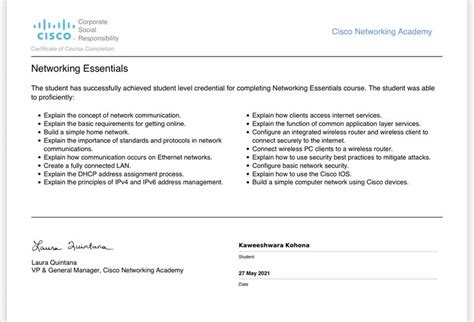 Completed Networking Essentials From Cisco Kaweeshwara Buddhika Kohona