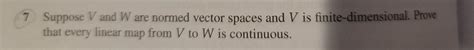 Solved 7 Suppose V And W Are Normed Vector Spaces And V Is