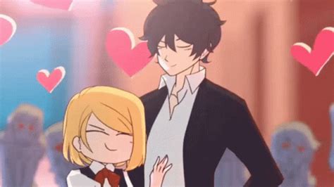 Animated Love Couple Hugging Under The Deep Night 
