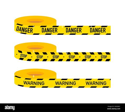 Set Caution Lines Isolated Warning Tapes Danger Signs Vector Stock