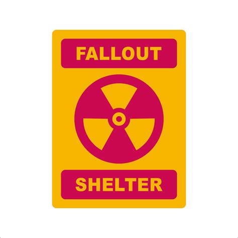 Fallout Shelter Sign Flat Design Style Yellow Sign With A Radiation