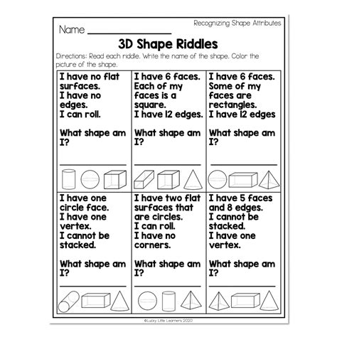 2nd Grade Math Worksheets Geometry 3d Shapes Color By Shape Worksheets Library