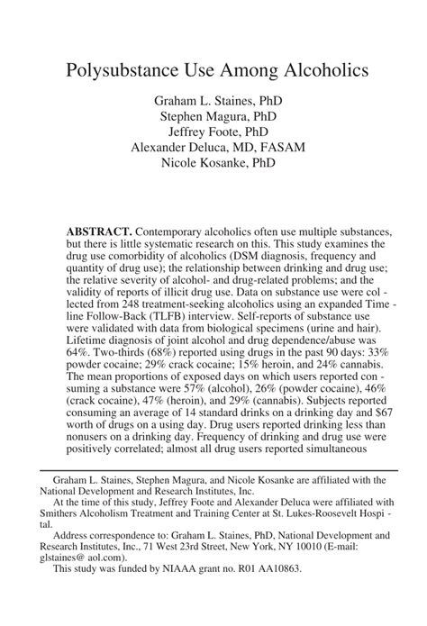 Pdf Polysubstance Use Among Alcoholics