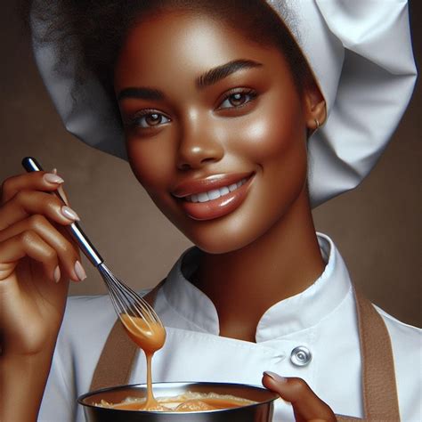 Premium Photo A Beautiful Woman In A Chef Hat Holding A Spoon