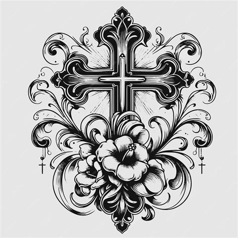 Premium Vector Religous Cross Symbol Black Tattoo Vector