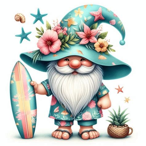 Summer Beach Gnome Clipart Set Of 10 High Quality 300 Dpi Jpegs