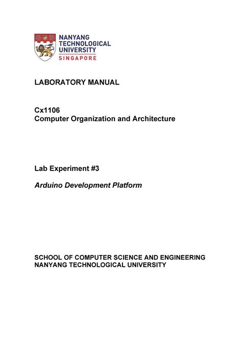 Cx1106 Lab3 Manual V4 Laboratory Manual Cx Computer Organization And
