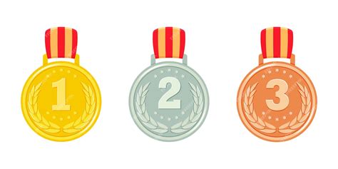 Premium Vector | Gold bronze and silver medals set of awards for first ...