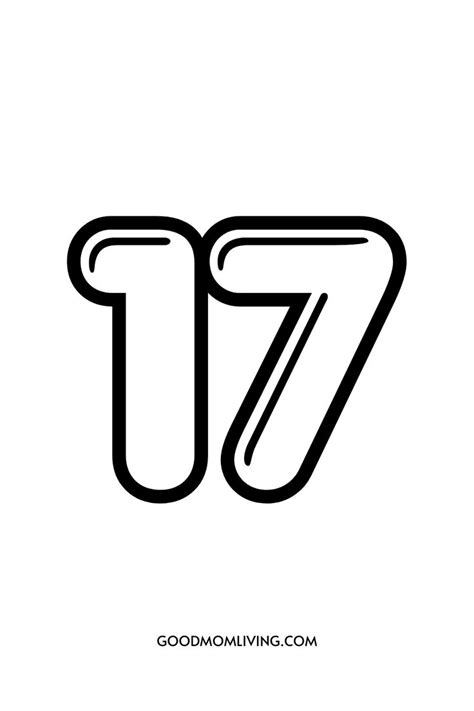 Free Printable Number 17 Bubble Letter Instant Download Pdf