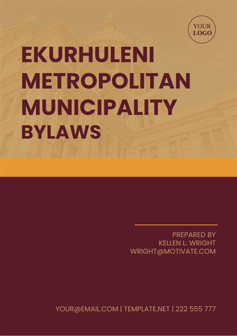 Free Ekurhuleni Metropolitan Municipality Bylaws Template To Edit Online
