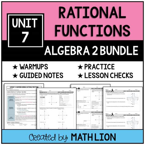 Rational Functions Algebra 2 Curriculum Unit 7 Unit Bundle By Math Lion