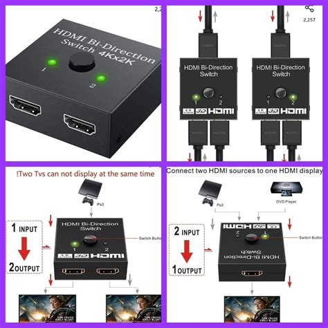 FarraigeHDMI Switch Splitter Port Bi Directional Manual HDMI Switch In Out Or In Out