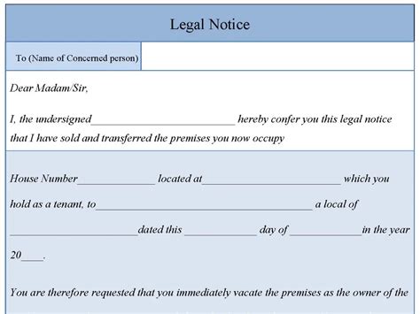 Legal Notice Fillable Pdf Form Editable Pdf Forms