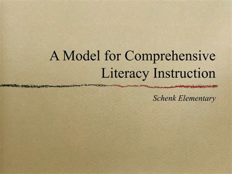 Ppt A Model For Comprehensive Literacy Instruction Powerpoint