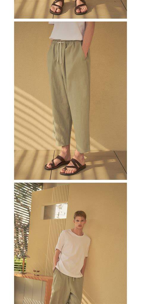P10015 리넨 와이드 카프리 팬츠khaki Beige 감도 깊은 취향 셀렉트샵 29cm