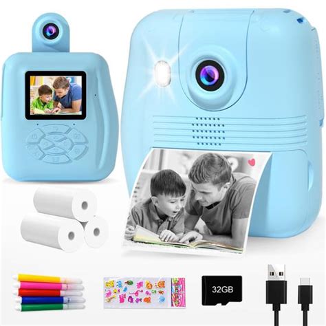 Câmera Infantil De Impressão Instantânea Gktz 1080p Hd Com Cartão E Papel De 32 Gb Câmeras
