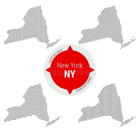 Hatched Pattern Vector Map Of New York Stylized Simple Silhouette Of New York Stock Vector