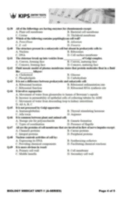 Solution Cell Structure And Function Mcqs Work Sheets With Key Studypool