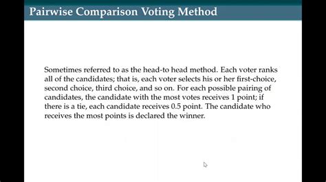 Pairwise Comparison Method Youtube